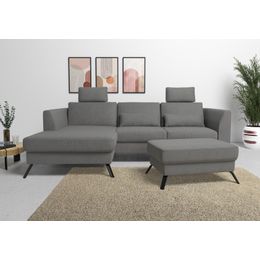 Sit & More Ecksofa SIT & MORE, B:261cm H:88cm T:172cm, grau, 98% Polyester 2%Polyamid, Wohnzimmer, Sofas, "Olsen L-Form", inklusive Sitztiefenverstellung,