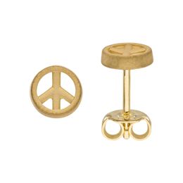 Jobo Damen Paar Ohrstecker "Peace-Zeichen", 6mm, Gelbgold 375, gelb, Gelbgold 375, Ohrringe, 375 Gold 6 mm