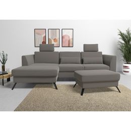 Sit & More Ecksofa SIT & MORE, B:261cm H:88cm T:172cm, grau, 100% Polyester, Wohnzimmer, Sofas, "Olsen L-Form", inklusive Sitztiefenverstellung, wahlweise mit
