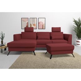 Sit & More Ecksofa SIT & MORE, B:261cm H:88cm T:172cm, rot, 100% Polyester, Wohnzimmer, Sofas, "Olsen L-Form", inklusive Sitztiefenverstellung, wahlweise mit