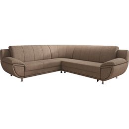 Ecksofa Trendmanufaktur, B:267cm H:85cm T:247cm, braun, Struktur (100% Polyester), Wohnzimmer, Sofas, "Rondo II, zeitlos & elegant, bequeme