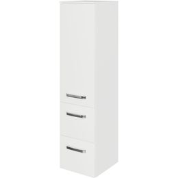 Midischrank SAPHIR, B:30cm H:121cm T:33cm, wei&szlig;, Spanplatte, Badezimmer, Schr&auml;nke, "Serie 4010 Badschrank 30cm breit, 1 T&uuml;r, 2 Schubladen, inkl