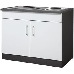 Sp&uuml;lenschrank KOCHSTATION, B:100cm H:85cm T:60cm, grau, Holzwerkstoff, K&uuml;che, Schr&auml;nke, "KS-Paris"