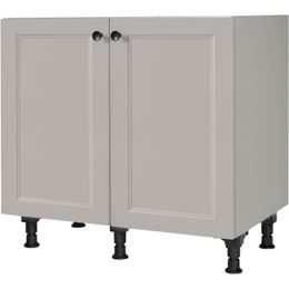 Sp&uuml;lenschrank Nobilia, B:90cm H:87cm T:58,3cm, grau, K&uuml;che, Schr&auml;nke, ""Cascada", vormontiert, mit h&ouml;henverstellbaren Sockelf&uuml;&szlig;en", Breite 90 cm