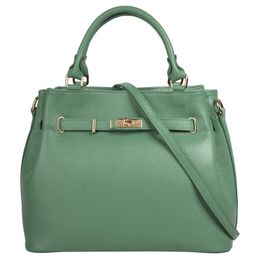 Samantha Look Damen Henkeltasche, gr&uuml;n, Leder, leicht gl&auml;nzend, unifarben, Taschen, echt Leder, Made in Italy, ger&auml;umige Henkeltasche mit