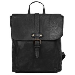 Samantha Look Damen Cityrucksack, schwarz, Leder, Rindsleder, Rucks&auml;cke, Echt Leder, Made in Italy