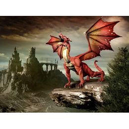 papermoon Fototapete "roter Drache", B/L: 4,5m x 2,8m, Bahnen: 9 Stk., bunt, Schlafzimmer, Tapeten
