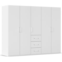Dreht&uuml;renschrank Rauch, B:251cm H:197cm T:60cm, wei&szlig;, Holzwerkstoff, Schr&auml;nke, "Kleiderschrank Schrank Garderobe Schlafzimmerschrank EVELYN", in