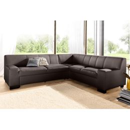 Ecksofa DOMO collection, B:247cm H:77cm T:212cm, braun, Wohnzimmer, Sofas, "Norma Top, elegant und modern, flache Armlehnen, L-Form", wahlweise mit