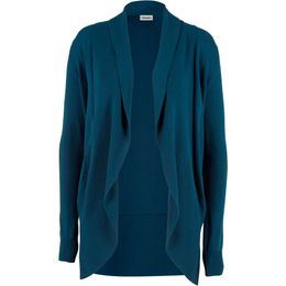 bonprix Damen Strickjacke, blau, Gr. 32, unifarben, Strick, Obermaterial: 50% Baumwolle, 50% Polyacryl, Strickjacken, figurumspielende Passform,