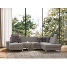 Sit & More Wohnlandschaft SIT & MORE, B:340cm H:89cm T:228cm, silber, Sofas, "Padua U-Form", inklusive Sitztiefenverstellung, Armteilfunktion und Federkern