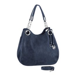 Bruno Banani Damen Henkeltasche, blau, Lederimitat, Taschen, mit Schmuckanh&auml;nger und silberfarbenen Details