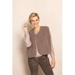 Zhrill Damen Kurzweste "ZHEREN"taupe, Gr. XL, unifarben, Fleece, Obermaterial: 100% Polyester, Westen, unifarben, casual, bequem