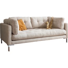 2-Sitzer TRENDS BY HG, B:183cm H:75cm T:92cm, beige, Sofas, "Landau", in Cord-Stoff mit Metallfu&szlig;