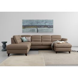 Sit & More Wohnlandschaft SIT & MORE, B:306cm H:87cm T:212cm, braun, 100% Polyester, Sofas, "Mellum U-Form", Federkern, wahlweise mit Bettfunktion, Stauraum und