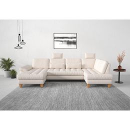 Sit & More Wohnlandschaft SIT & MORE, B:338cm H:88cm T:172cm, beige, 100% Polyester, Sofas, "Westham U-Form", wahlweise mit Bettfunktion, Bettkasten,