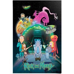 Poster Reinders, B:61cm H:91,5cm T:0,1cm, bunt, Papier, Kinderzimmer, Bilder, "Rick and Morty - toilet adventure"