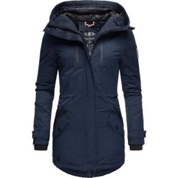 Navahoo Damen Wintermantel "Avrille II", blau, Gr. XS, Oberstoff: 70% Baumwolle, 30% Polyester; Futter: 100% Polyester; Wattierung: 100% Polyester;