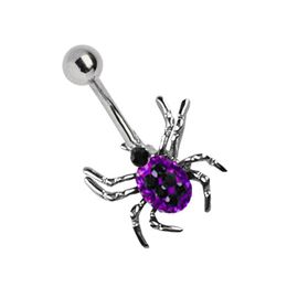 Adelia&acute;s ADELIA ́S Damen Bauchnabelpiercing "Piercing Piercing Bauchnabelpiercing", lila, Titan, Piercings, Titan Bauchnabel Piercing Banane Spinne mit Steinen