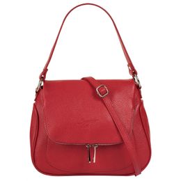 Samantha Look Damen Umh&auml;ngetasche, rot, Leder, leicht gl&auml;nzend, unifarben, Taschen, echt Leder, Made in Italy