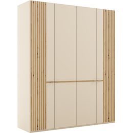 Musterring Kleiderschrank "Isabelle", Champagner-Dekor, B/H/T: 197,3cm x 236cm x 58cm, T&uuml;ren: 4 Stk. Lamellen in Bianco Eiche-Nachbildung, beige,