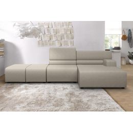 Ecksofa Egoitaliano, B:384cm H:80cm T:98cm, grau, Luxus-Micofaser Lederoptik (100% Polyester) ist ein neues technisches Gewebe mit einem visuellen