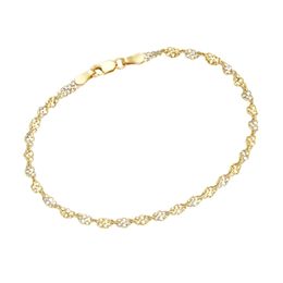 Luigi Merano Damen Armband "Armband Singapurkette bicolor, Gelbgold 375", 19cm, Gelbgold 375, gold, Gelbgold 375, Armb&auml;nder