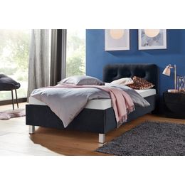 Polsterbett, B:110cm L:210cm, schwarz, Westfalia Schlafkomfort, Bezug Bett: Microfaser (100% Polyester) oder Strukturstoff (77% Polyester, 23%