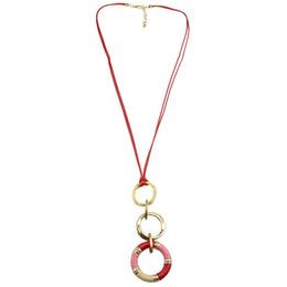 Damen Lange Kette "Esmeralda", rot, Basic, Collezione Alessandro, Metall, Halsketten, mit drei verschiedenen Anh&auml;ngern in Ringform