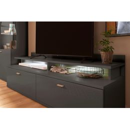 TV-Aufsatz, B:180cm H:22,2cm T:36,6cm, grau, SET ONE BY Musterring, MDF, M&ouml;belaufs&auml;tze, "TACOMA", Typ 61