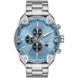 Diesel Herren Chronograph "SPIKED", silber, Armbanduhren, Quarzuhr, Armbanduhr, Herrenuhr, Stoppfunktion, Edelstahlarmband