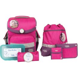 School-Mood Kinder Schulranzen "Timeless, Luisa (Einhorn)", pink, Polyester, Rucks&auml;cke, mit LED-Patchy; aus recyceltem Material