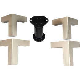 M&ouml;belfu&szlig;, B:9cm H:10cm T:9cm, grau, SET ONE BY Musterring, Metall, M&ouml;belf&uuml;&szlig;e, "Chicago", 4er-Set Fu&szlig; inkl. Mittelfu&szlig;