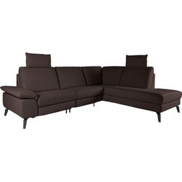Ecksofa Alina, B:267cm H:118cm T:210cm, braun, Struktur GBA (100% Polyester), Wohnzimmer, Sofas, inkl. Kopfst&uuml;tzen, wahlweise mit Relaxfunktion,