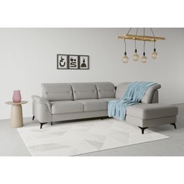 Sit & More Ecksofa SIT & MORE, B:251cm H:85cm T:220cm, grau, 100% Polyester, Wohnzimmer, Sofas, "Sinatra L-Form", mit Ottomane, optional mit Kopfteilverstellung