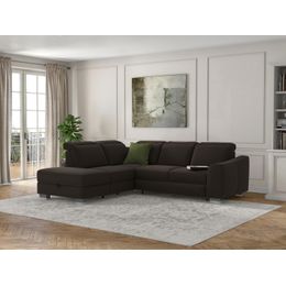 Sit & More Ecksofa SIT & MORE, B:263cm H:86cm T:219cm, braun, Wohnzimmer, Sofas, "Dundee L-Form", mit Federkern und Edelstahlf&uuml;&szlig;en, wahlweise mit