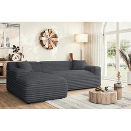 Ecksofa Home Affaire, B:256cm H:76cm T:160cm, grau, 100% Polyester, Wohnzimmer, Sofas, "LILLIANA Designsofa, L-Form mit Recamiere rechts/links