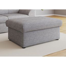Hocker DOMO collection, B:93cm H:40cm T:69cm, grau, Wohnzimmer, Hocker, "Topper", mit Wellenunterfederung, auf Kunststoffgleitern
