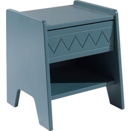 Nachtschrank Vipack, B:40cm H:45cm T:40cm, blau, MDF, Schr&auml;nke, Nachtkonsole mit Schublade und offenem Fach, rechts/links stellbar