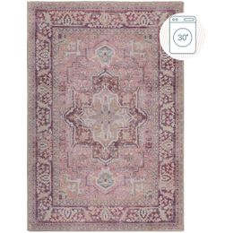 Teppich FLAIR RUGS, B:80cm H:4mm L:150cm, rosa, Kunstfaser, Wohnzimmer, Teppiche, "Windsor", Waschbarer Teppich
