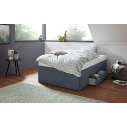 Boxspringbett, B:120cm L:200cm, grau, Westfalia Schlafkomfort, Bezug Bett: Feinstrukturstoff (77% Polyester, 23%Viskose) oder Microfaser (100%