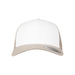 Flexfit Damen Flex Cap "Flexfit Unisex Retro Trucker Colored Front"khaki, wei&szlig;, khaki, 60% Baumwolle, 40% Polyester, Caps