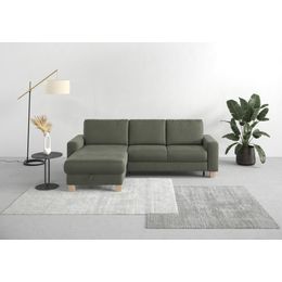 Ecksofa Home Affaire, B:249cm H:91cm T:164cm, gr&uuml;n, 95% Polyester, 5% Polyamid, Wohnzimmer, Sofas, "Summer L-Form", mit Recamiere, mit oder ohne