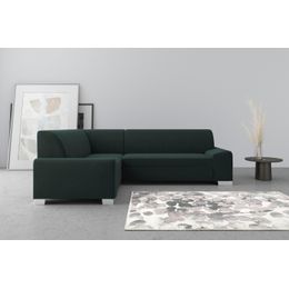 Ecksofa DOMO collection, B:259cm H:85cm T:191cm, gr&uuml;n, Wohnzimmer, Sofas, "Anzio in kubischer Formensprache, flache Armlehnen, L-Form", Wahlweise mit
