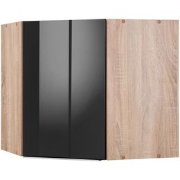Eckh&auml;ngeschrank KOCHSTATION, B:60cm H:57cm T:60cm, schwarz, Holzwerkstoff, MDF, K&uuml;che, Schr&auml;nke, "KS-Brindisi", praktischer Stauraum in der Ecke
