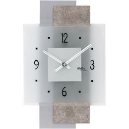 AMS Wanduhr "W9443", B/H/L: 22cm x 5cm x 36cm, silber, Wanduhren, Quarzuhr,Holz,Wohnzimmer,Esszimmer,K&uuml;che,Made in Germany,B&uuml;ro,Flur
