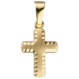 Jobo Damen Kreuzanh&auml;nger "Anh&auml;nger Kreuz", Gelbgold 585, gelb, Gelbgold 585, Schmuckanh&auml;nger, 585 Gold diamantiert