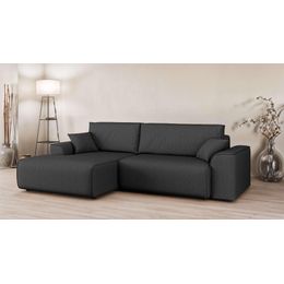 Ecksofa Home Affaire, B:266cm H:90cm T:164cm, grau, 100% Polyester, Wohnzimmer, Sofas, "Santenay mit Bettfunktion und Bettkasten, Ma&szlig;e: B/T/H