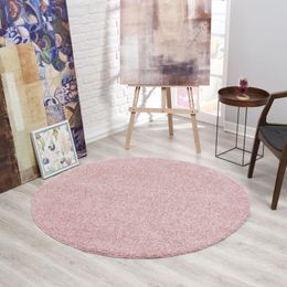 Hochflor-Teppich Sanat, H:30mm &Oslash;:200cm, rosa, Kunstfaser, Teppiche, "LOCA , auch als L&auml;ufer und in Rund", Wohnzimmer, Langflor, Shaggy, Schlafzimmer