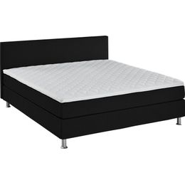 Boxbett, B:180cm L:209cm, schwarz, ATLANTIC HOME COLLECTION, Bezug Bett: Strukturstoff (65% Polypropylen, 35% Polyester), Komplettbetten, "Edison",